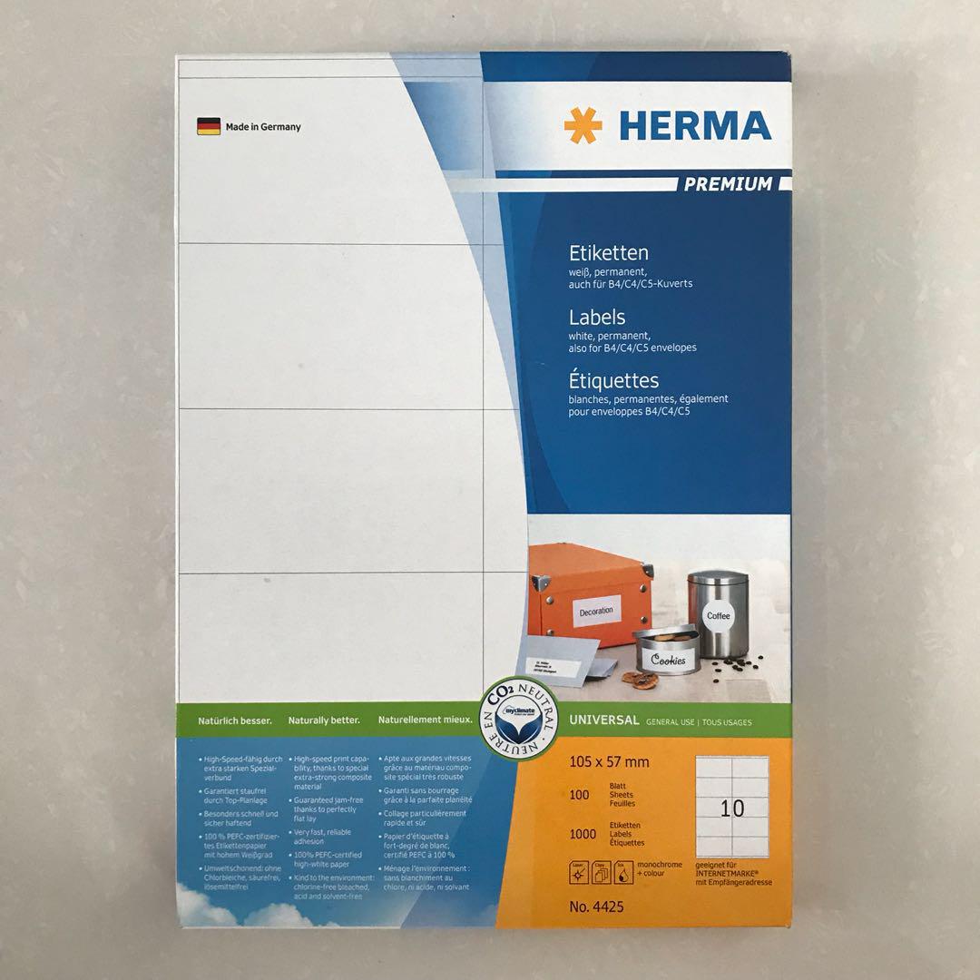 HERMA Label Sticker 105 x 57mm, 100 Sheets, Hobbies & Toys, Stationery ...