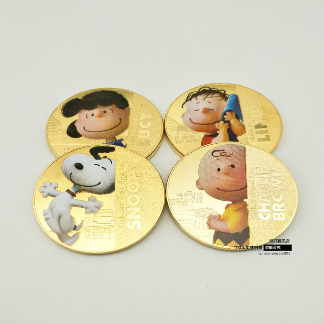 Japan Snoopy Charlie Brown Characters Gold Plated Collectible Gift Coin ...
