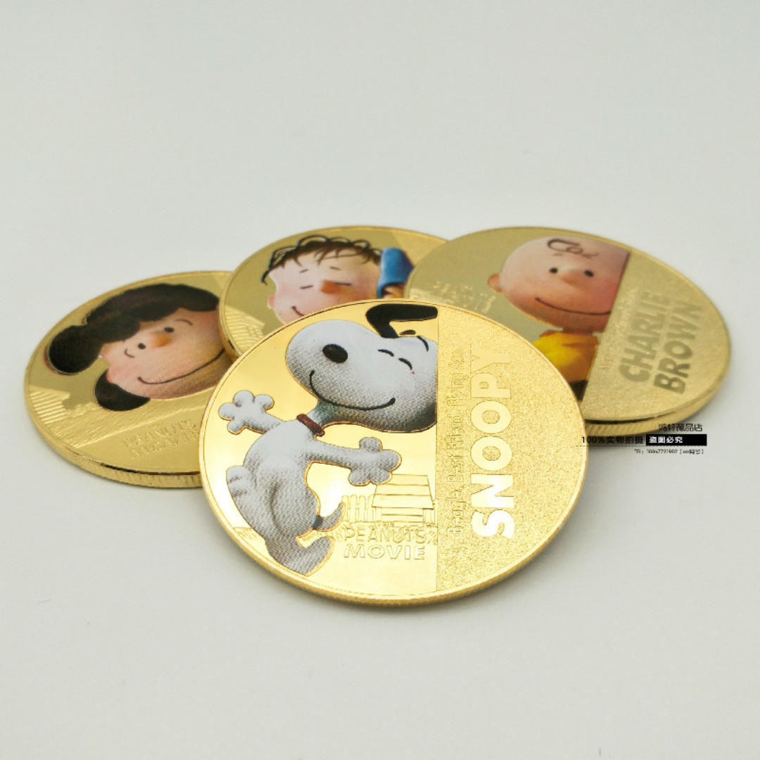 Japan Snoopy Charlie Brown Characters Gold Plated Collectible Gift Coin ...