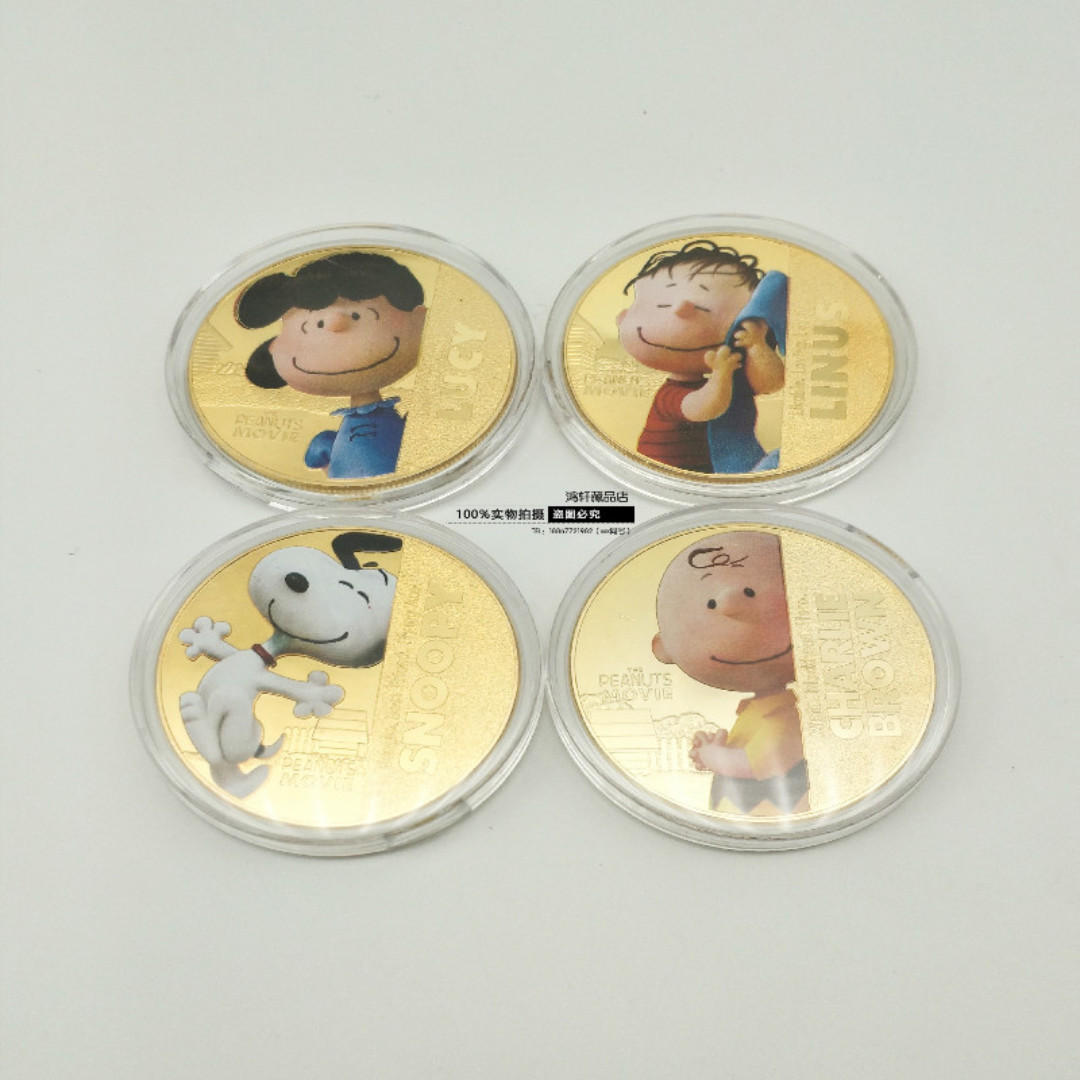 Japan Snoopy Charlie Brown Characters Gold Plated Collectible Gift Coin ...