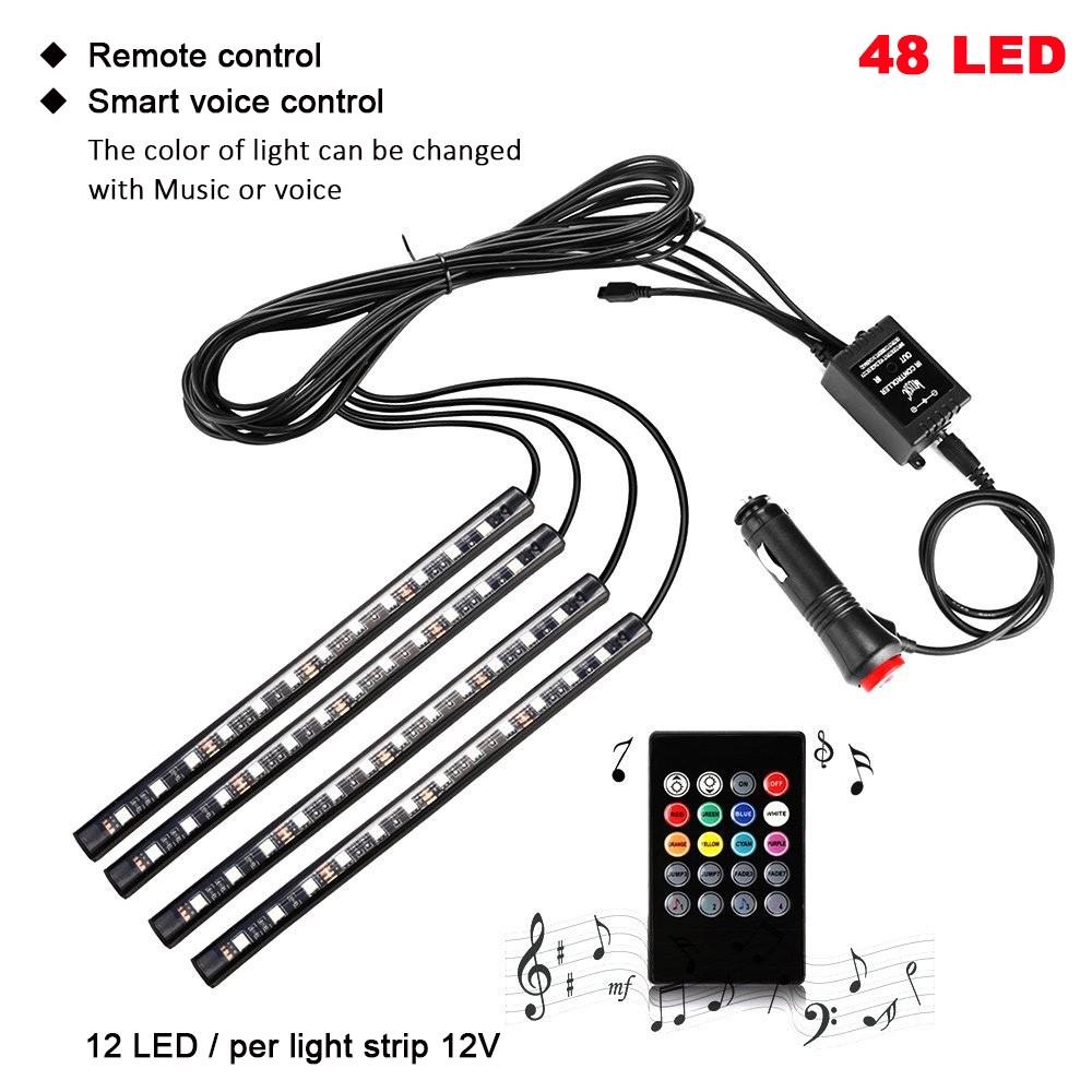 8 Color Car LED Strip Light Waterproof Kit car interior decoration ...