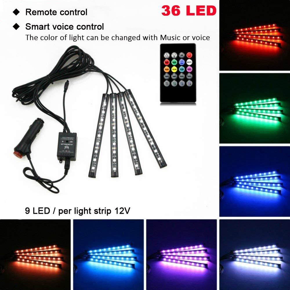 8 Color Car LED Strip Light Waterproof Kit car interior decoration ...