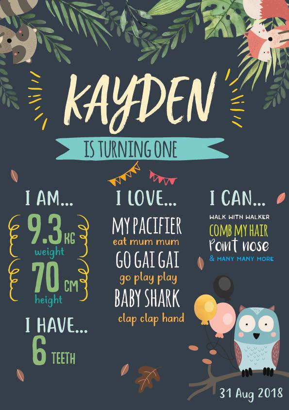 Baby birthday invitation/ Baby milestone design / birthday deco/ baby ...