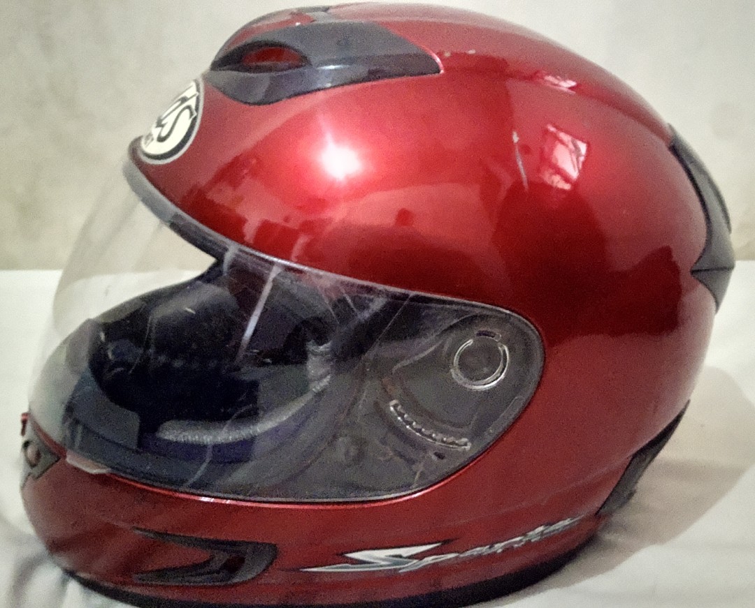 HELM MDS SPARTA FULL FACE - RED, Motor di Carousell