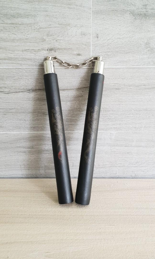 Martial Arts Nunchucks/Nunchaku with Dragon imprint Chinese Kung Fu ...