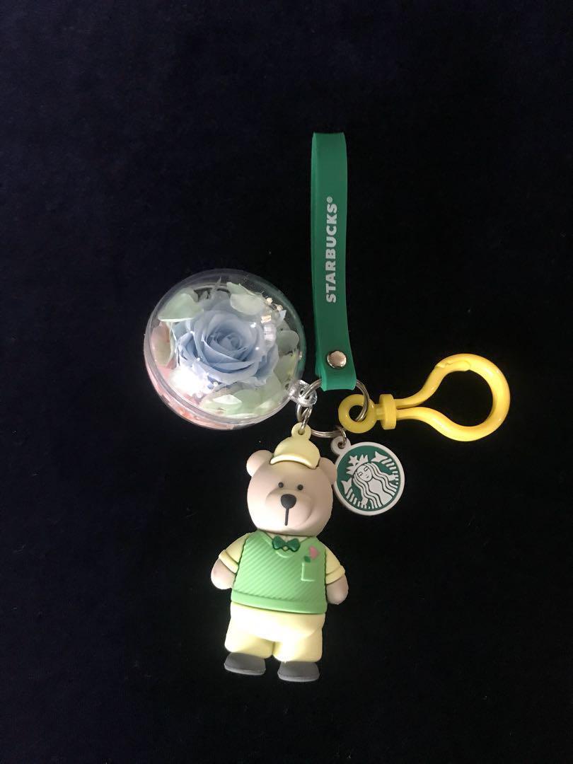 Starbucks keychain with preserved rose, Hobbies & Toys, Stationary ...