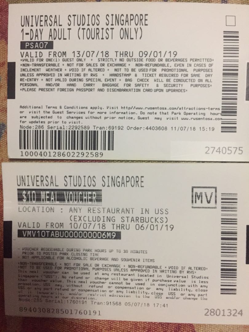 Universal Studios + $20 meal voucher, Tickets & Vouchers, Local ...