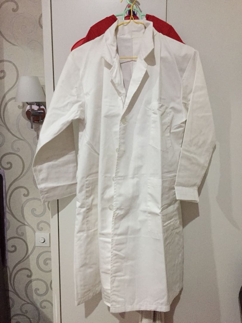 White plain lab coat, Women's Fashion, Coats, Jackets and Outerwear on ...