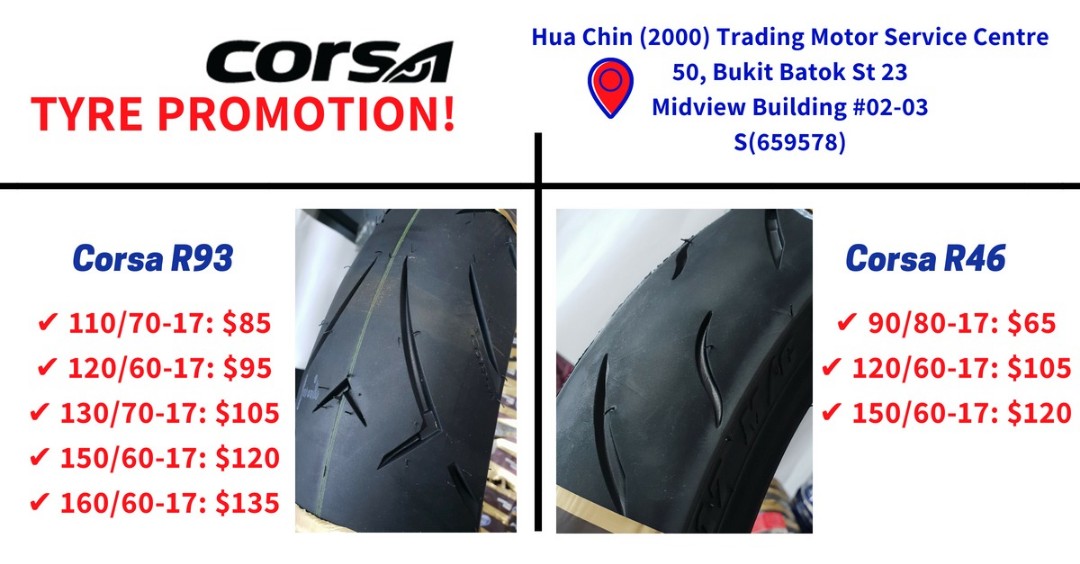 Corsa R93 Tyre, Motorcycles, Motorcycle Accessories on Carousell
