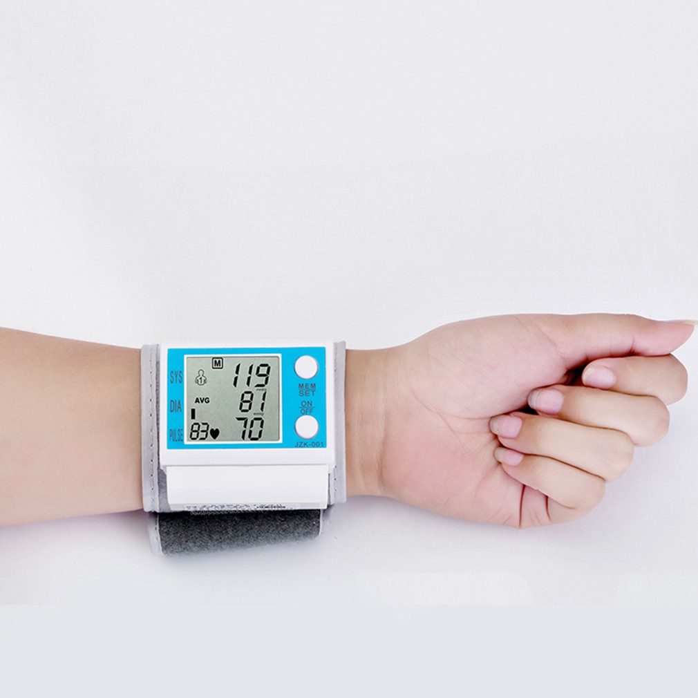 LCD Digital Automatic Wrist Blood Pressure Monitor Heart Beat Pulse ...