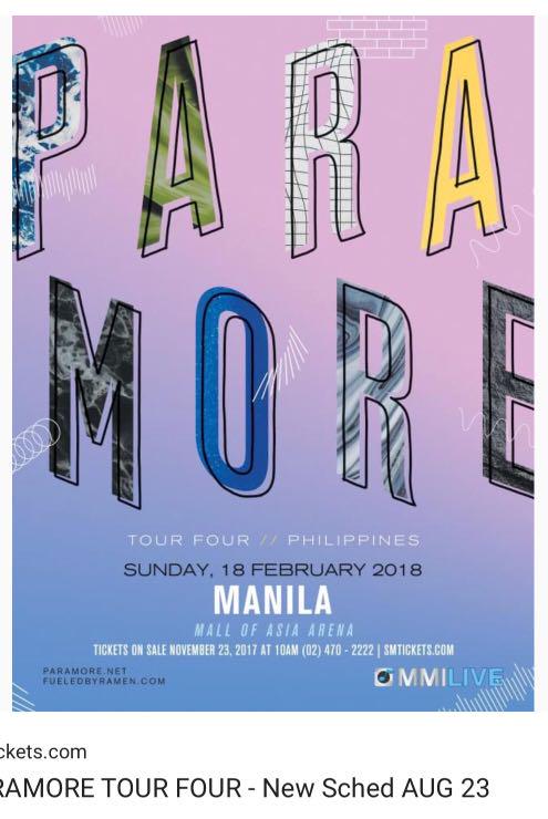 Paramore GenAd ticket, Tickets & Vouchers, Event Tickets on Carousell