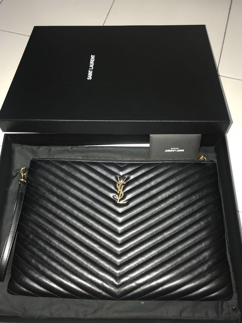 Saint laurent ysl monogram pouch, Luxury, Bags & Wallets on Carousell