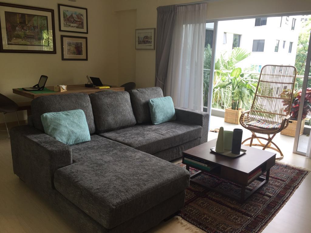 Designer L-shaped Fabric Sofa (Light Grey Color), Furniture, Sofas on ...