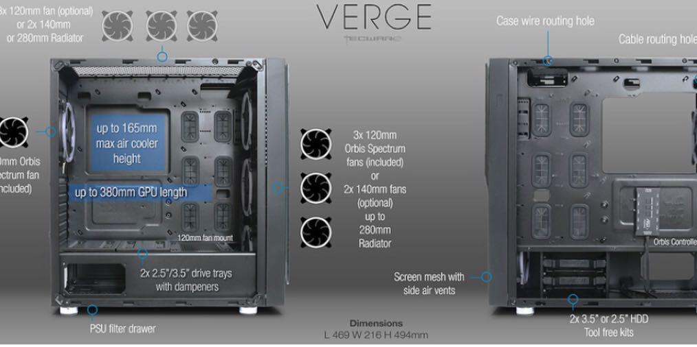 Tecware Verge with 4RGB Fans ATX Casing, Computers & Tech, Parts ...
