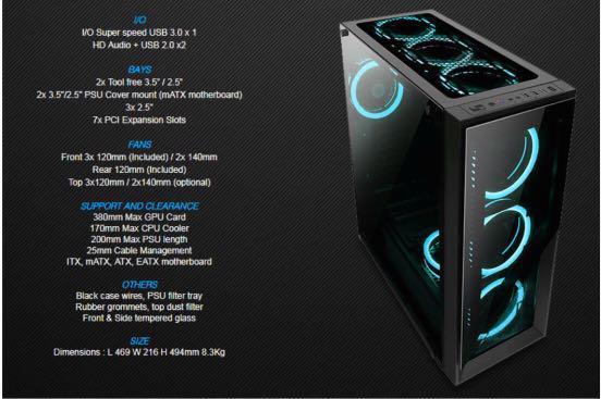 Tecware Verge with 4RGB Fans ATX Casing, Computers & Tech, Parts ...