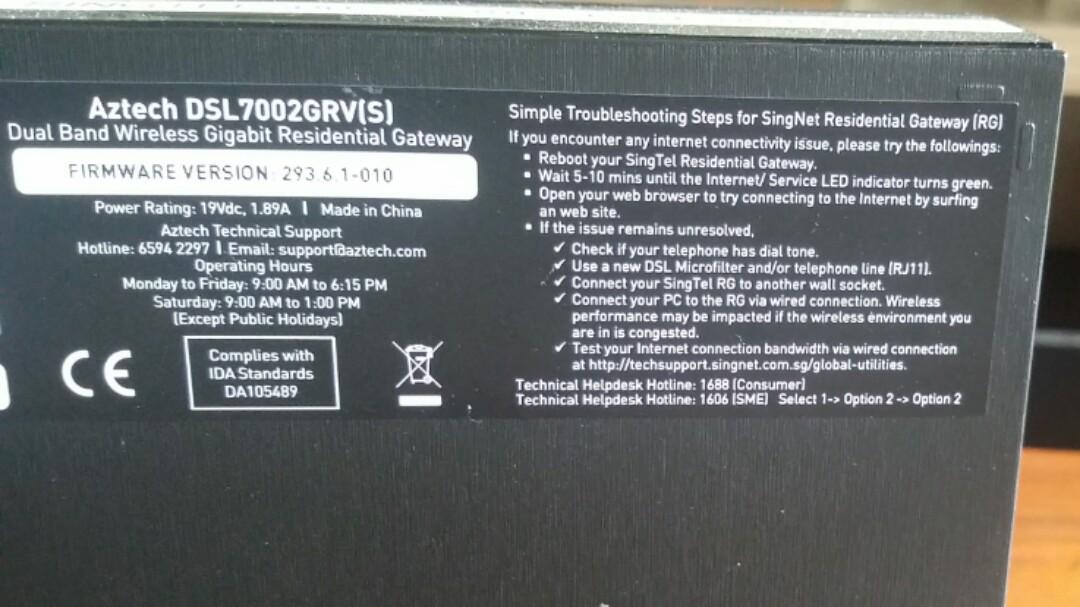 Singtel router Aztech DSL, Computers & Tech, Parts & Accessories ...