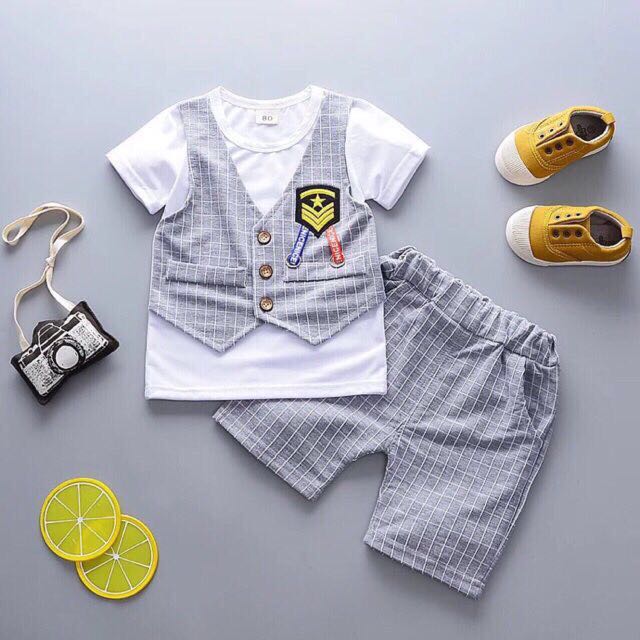 Boy Summer Set - Grey (not inclusive shoes), Babies & Kids, Babies ...