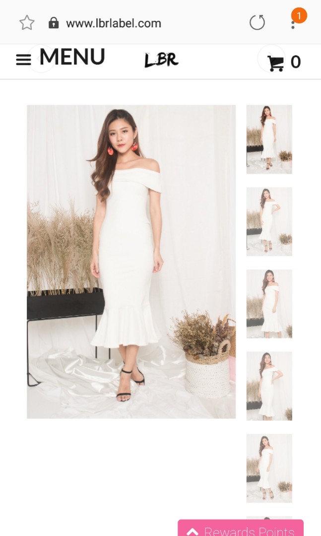 LBR Label Mermaid Dress in White (Off Shoulder), Women's Fashion, Tops ...
