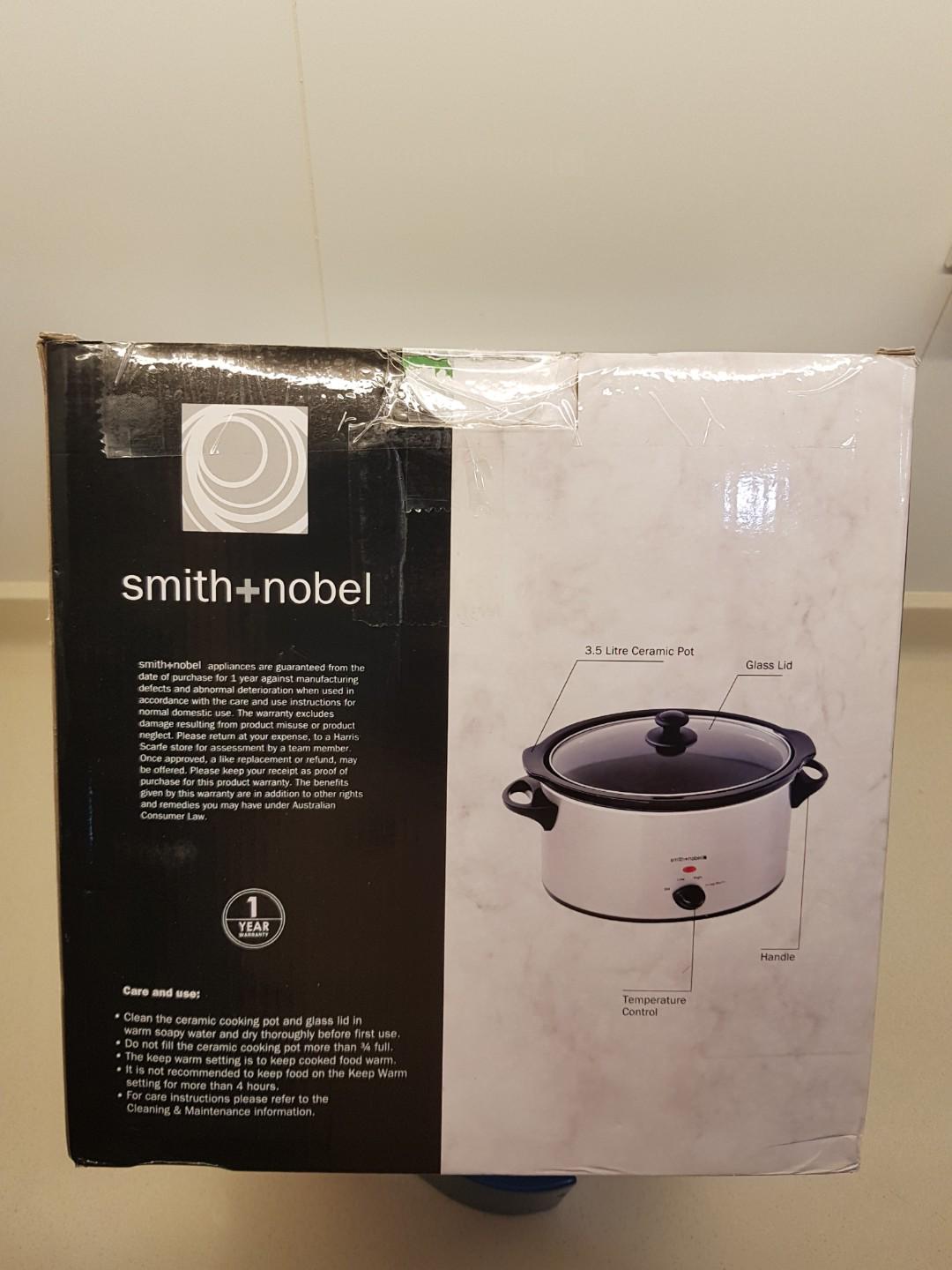 Smith + Nobel 3.5L Slow Cooker (with ceramic cooking pot & glass lid ...