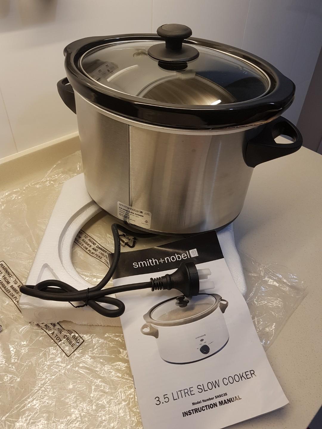 Smith + Nobel 3.5L Slow Cooker (with ceramic cooking pot & glass lid ...