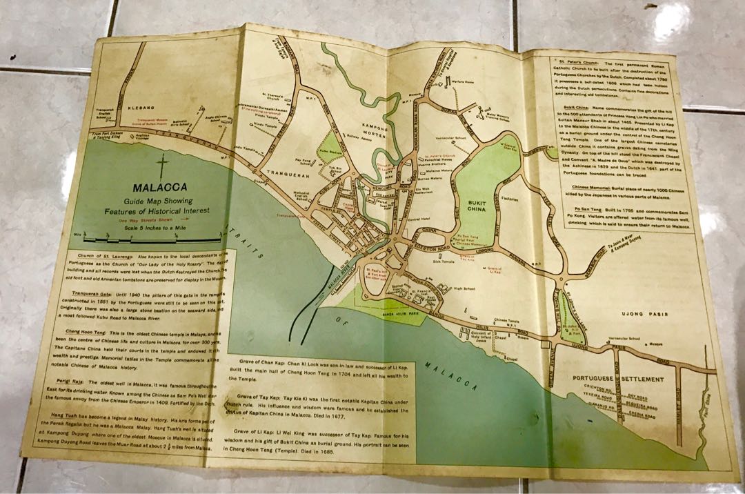 1953 Map Vintage Malacca, Hobbies & Toys, Memorabilia & Collectibles ...