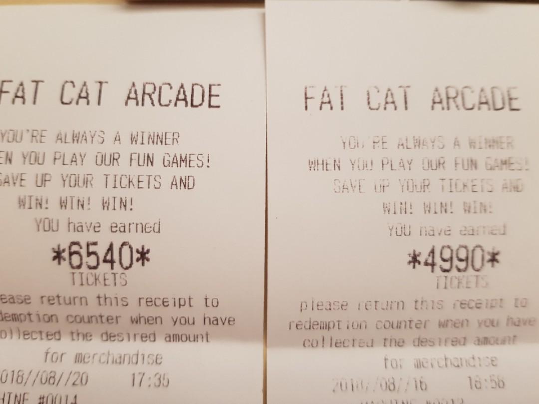 Fat cat arcade tickets, Tickets & Vouchers, Vouchers on Carousell