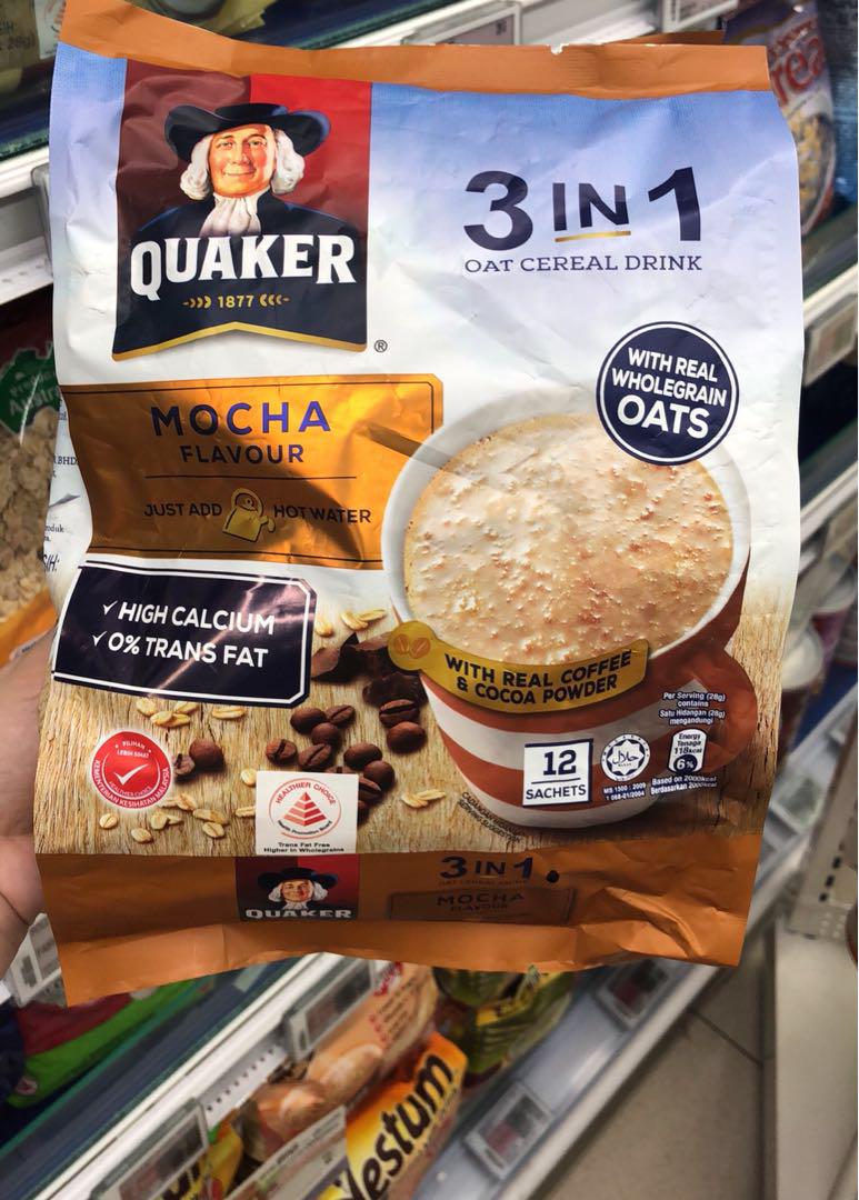 Quaker 3 in 1 cereal oat Drink Matcha Greentea, Makanan & Minuman ...