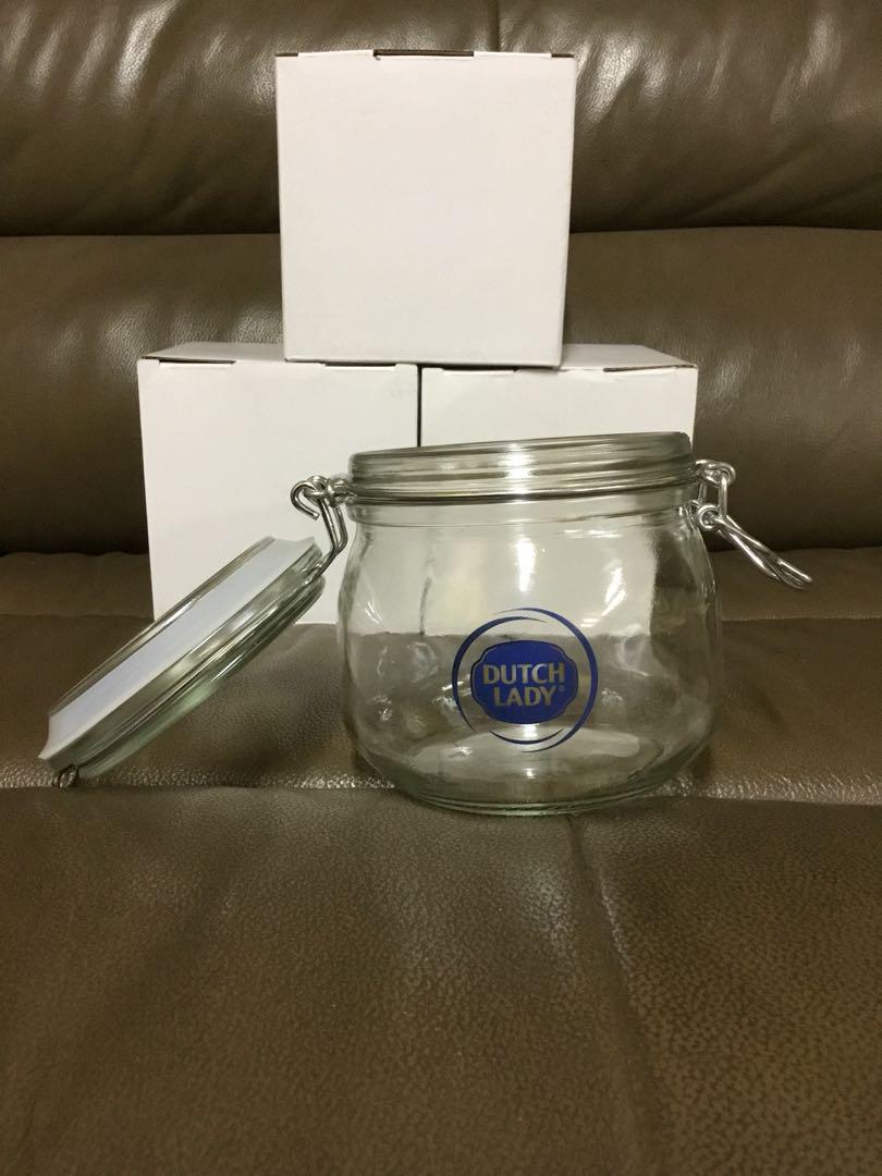 DUTCH LADY GLASS BISCUIT JAR, Furniture & Home Living, Kitchenware ...