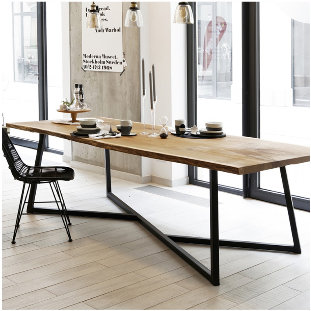 DT1 Loft Dining Table, Solid Wood, Industrial, Furniture & Home Living ...