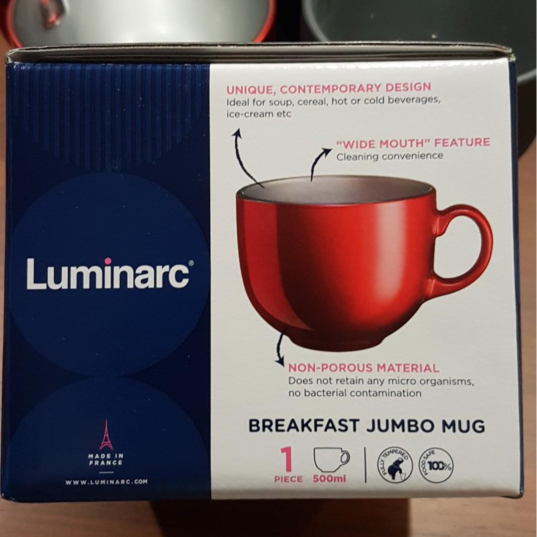 Luminarc Jumbo Breakfast Mug, Furniture & Home Living, Kitchenware ...