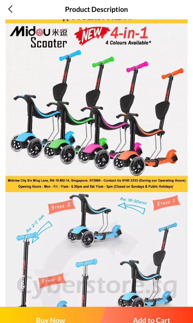 Scooter Midou 4in1, Babies & Kids, Infant Playtime on Carousell