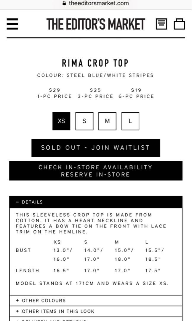 TEM Rima crop top, Women's Fashion, Tops, Sleeveless on Carousell