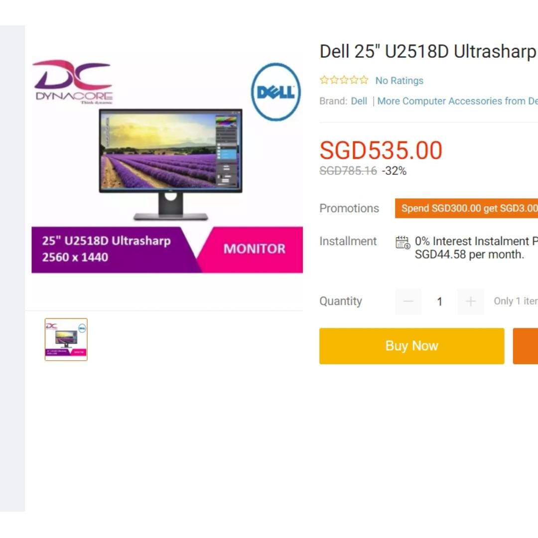 Dell U2518D 25" monitor and monitor arms, Computers & Tech, Parts ...