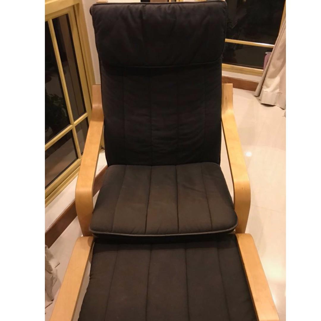 IKEA Poang chair and stool, Furniture & Home Living, Furniture, Chairs ...