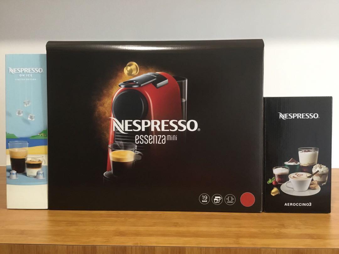 Nespresso Essenza Mini Bundle Ruby Red, TV & Home Appliances, Kitchen ...