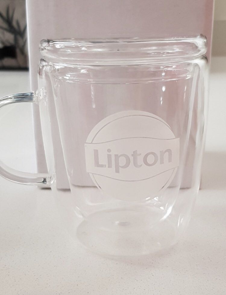 BN Lipton Double Layered Insulated Glass Cup with Lid, Furniture & Home ...