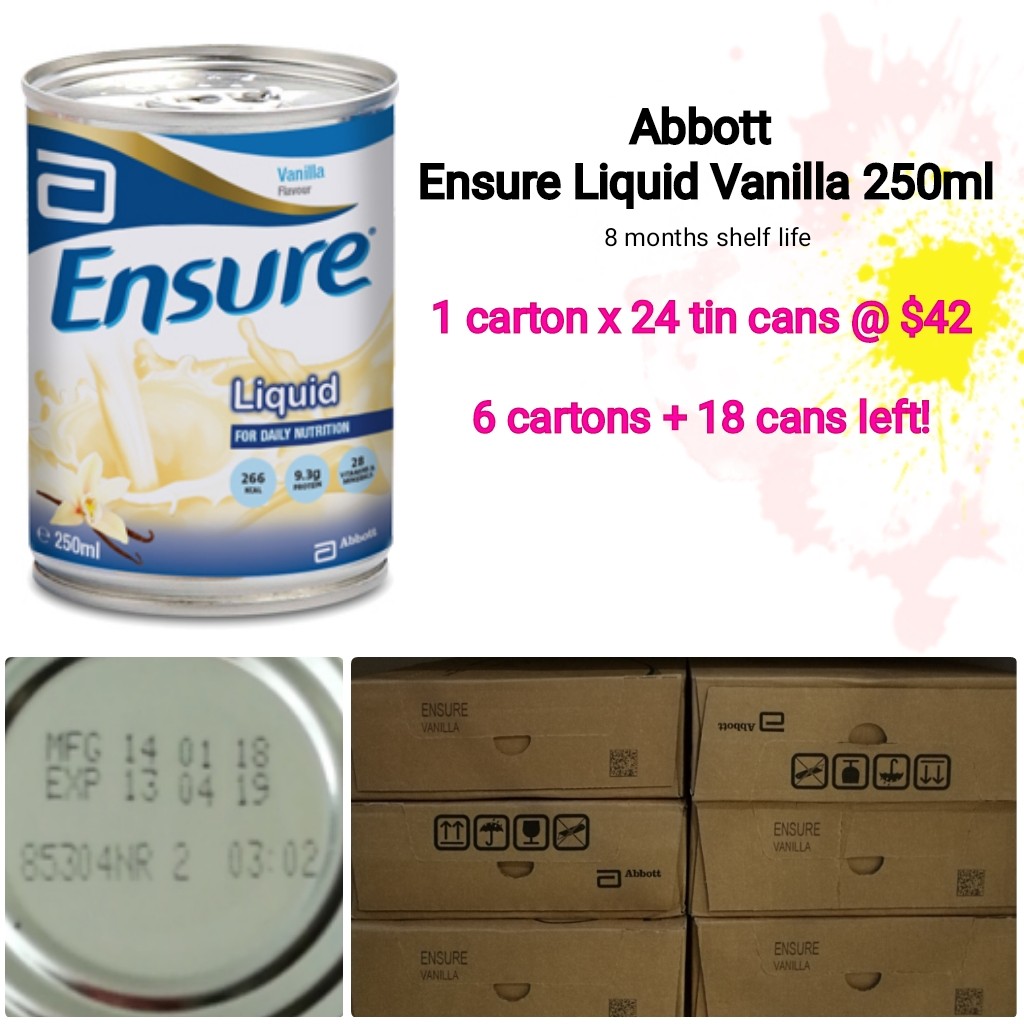 Abbott Ensure Liquid Vanilla 250ml (Nutrition feed), Health & Nutrition ...