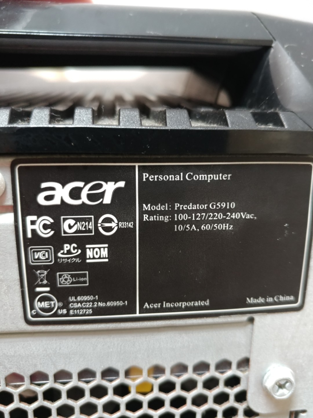 Acer Predator G5910 partial system, Computers & Tech, Parts ...