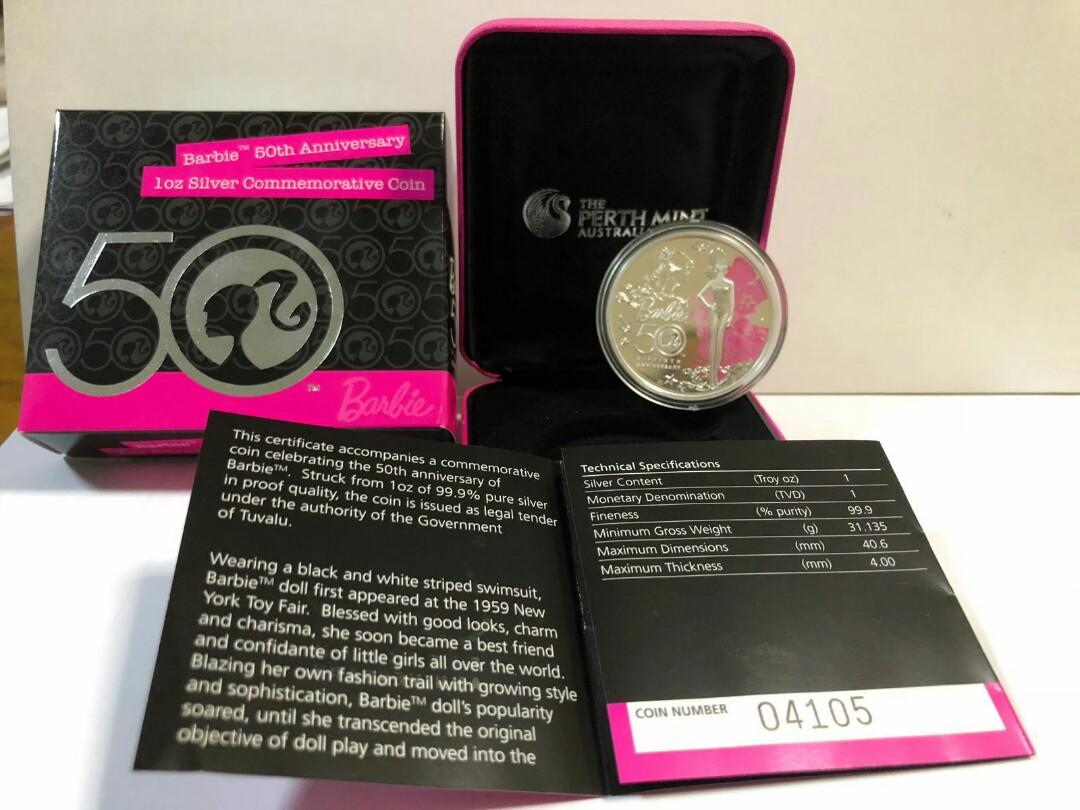 Barbie 50th Anniversary 1oz Silver Commemorative Coin, Hobbies & Toys ...