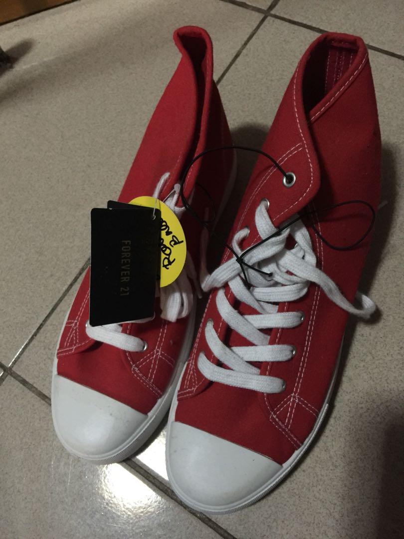 Red High Cut Shoes, Women's Fashion, Footwear, Sneakers on Carousell