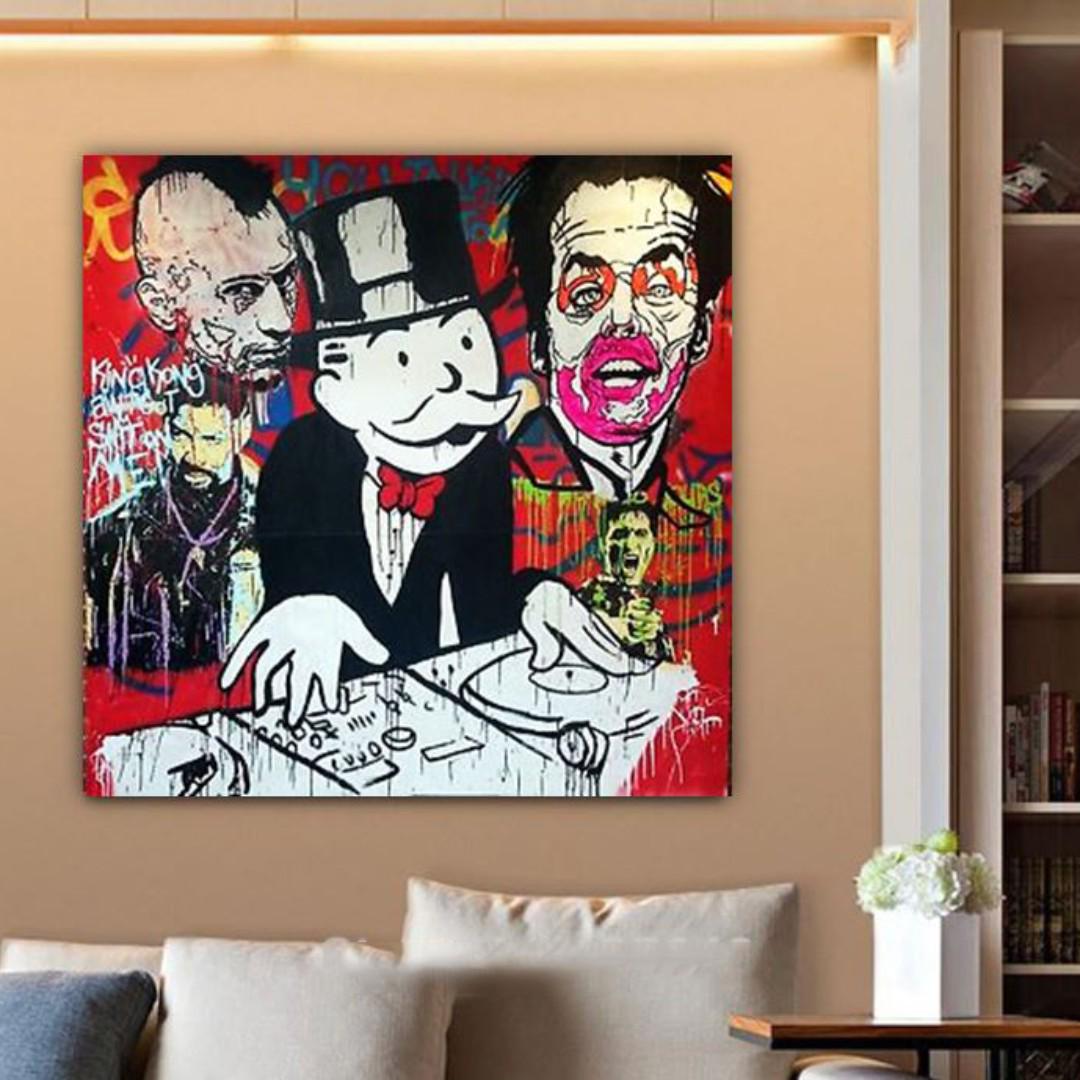 Alec Monopoly Spinning DJ Street Art Canvas Art Print (45 x 30 cm ...