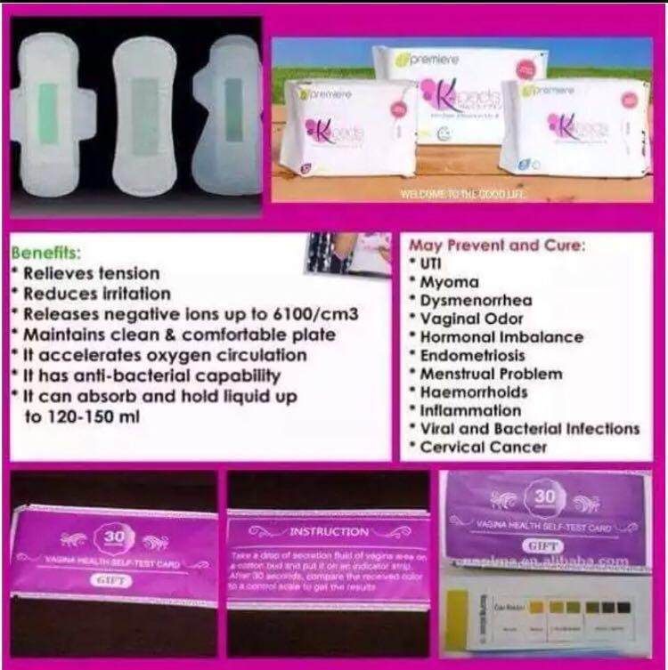 Authentic Premiere Kpads with Negative ION with Vagina Self test pack ...