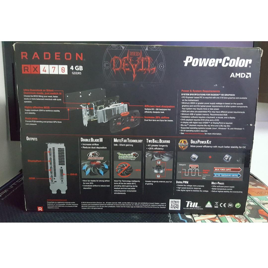 Graphics Card - RX 470 Powercolor Red Devil 4GB Variant, Computers ...