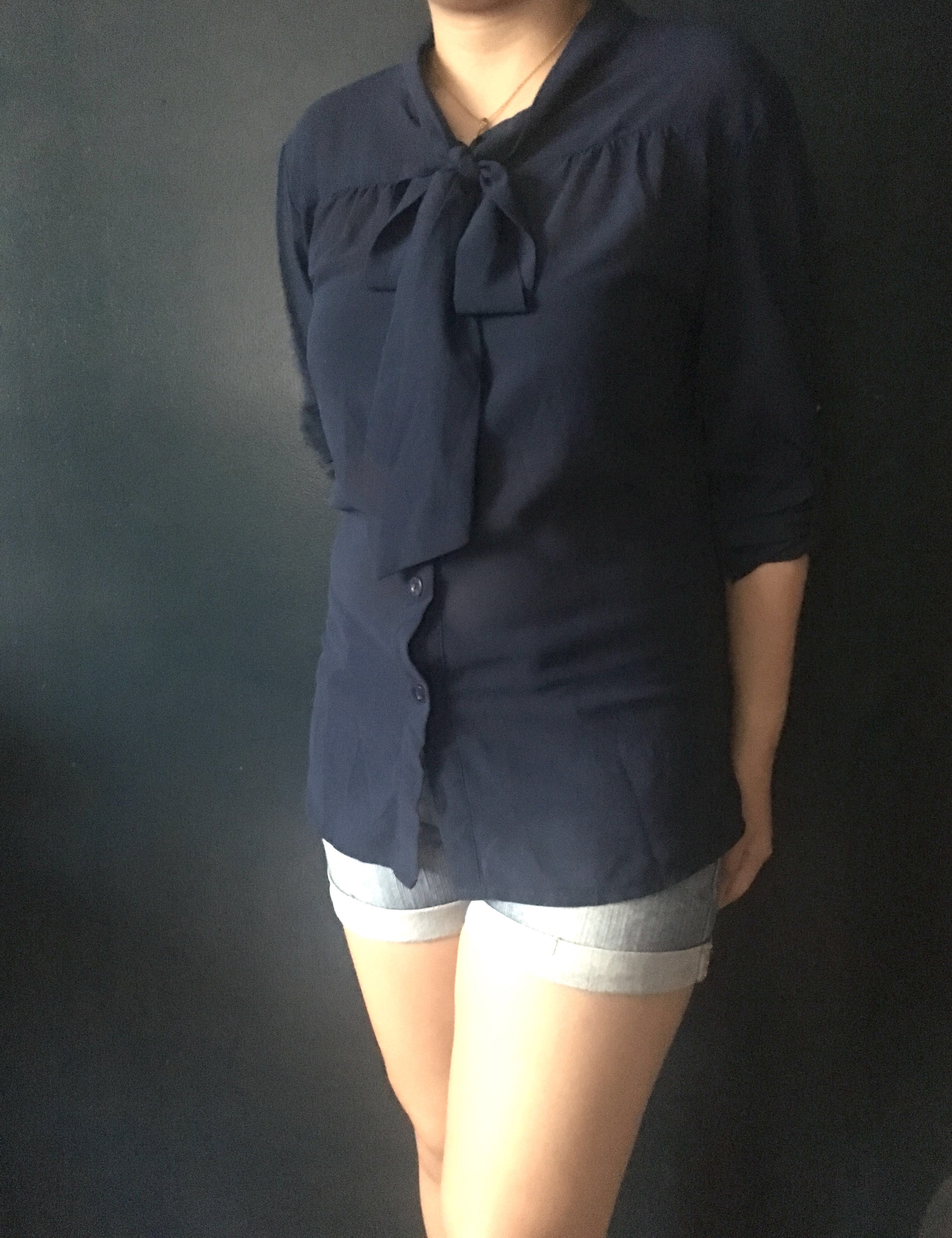 Blue Smart Casual Top, Women's Fashion, Activewear on Carousell