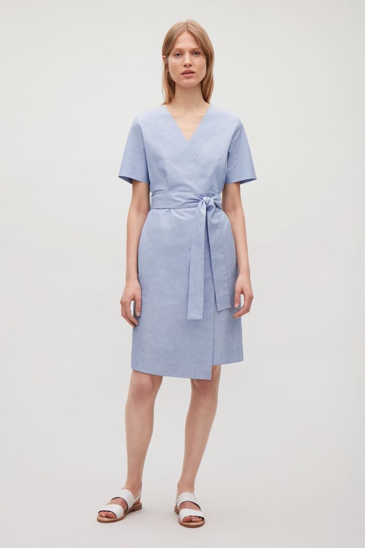 COS Blue Wrap Dress, Women's Fashion, Tops, Sleeveless on Carousell