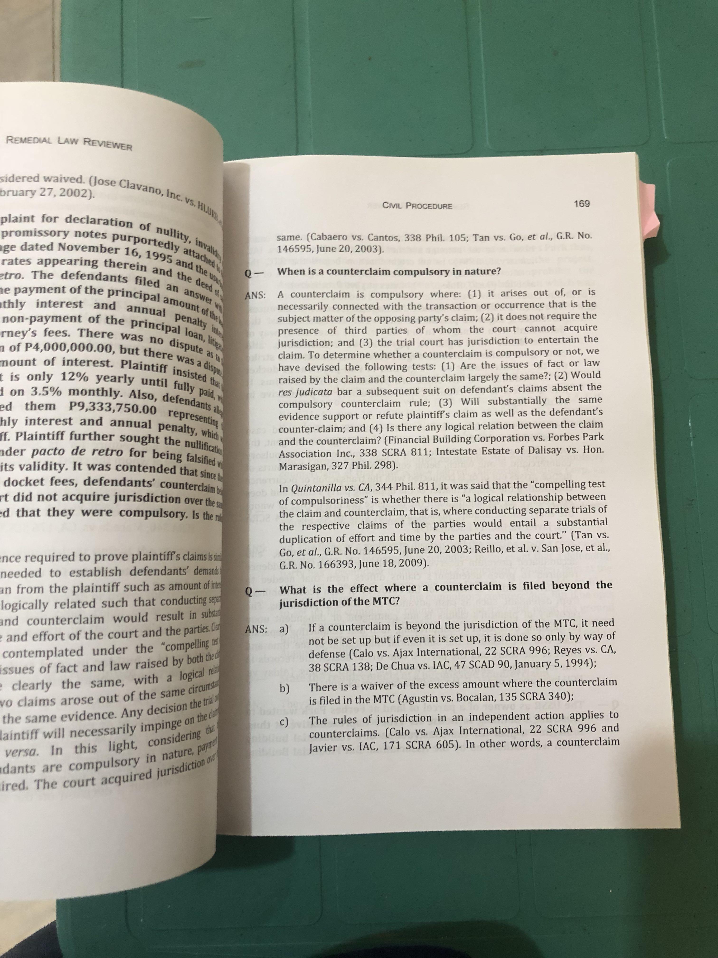 Law Books - Remedial Law Review Part I by Dean Albano, Hobbies & Toys ...