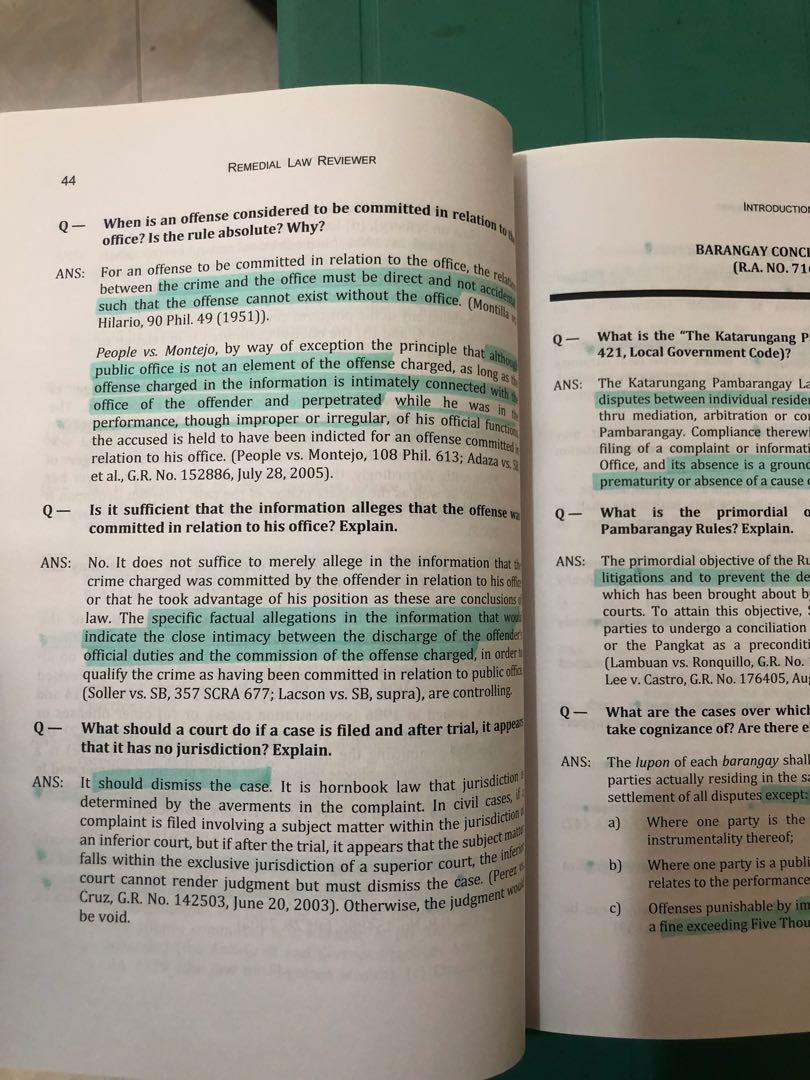 Law Books - Remedial Law Review Part I by Dean Albano, Hobbies & Toys ...