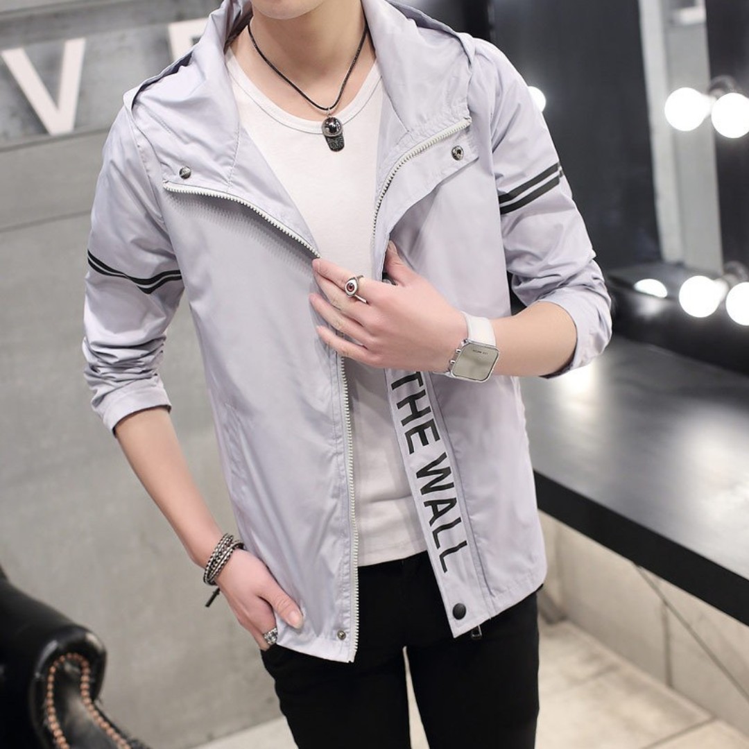 Men's Handsome Hooded Thin Jacket Street Trend Plus, Men's Fashion ...