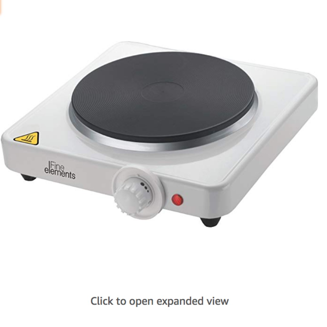 ine Elements Electrical Single Hot Plate/Table Hob, 1500 Watt, White ...
