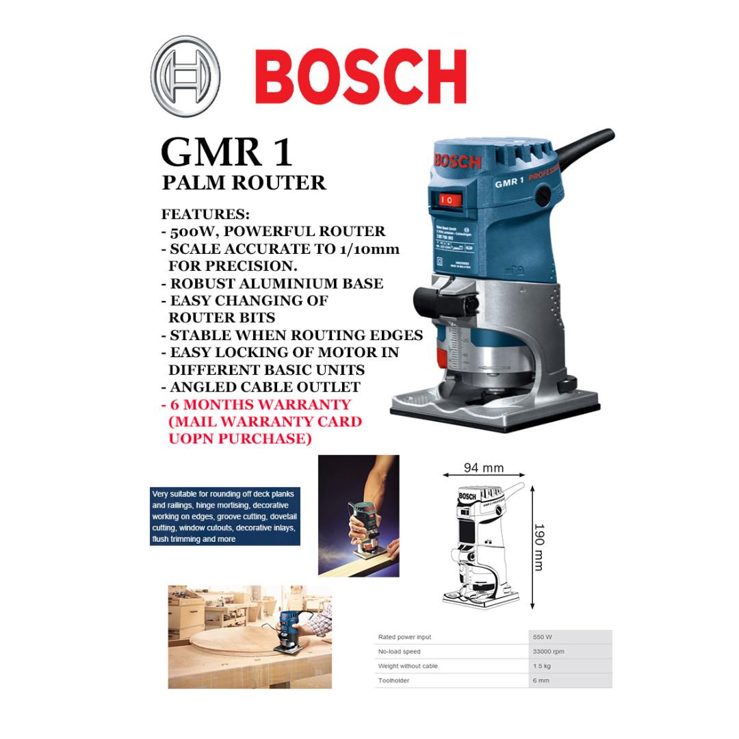 Bosch GMR 1 Palm Router, Furniture & Home Living, Home Improvement ...